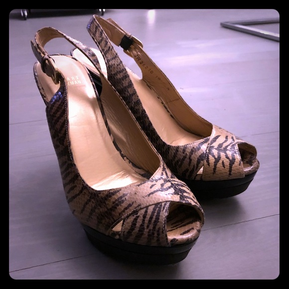 Stuart Weitzman | Shoes | Stuart Weitzman Animal Print Platform Heels ...